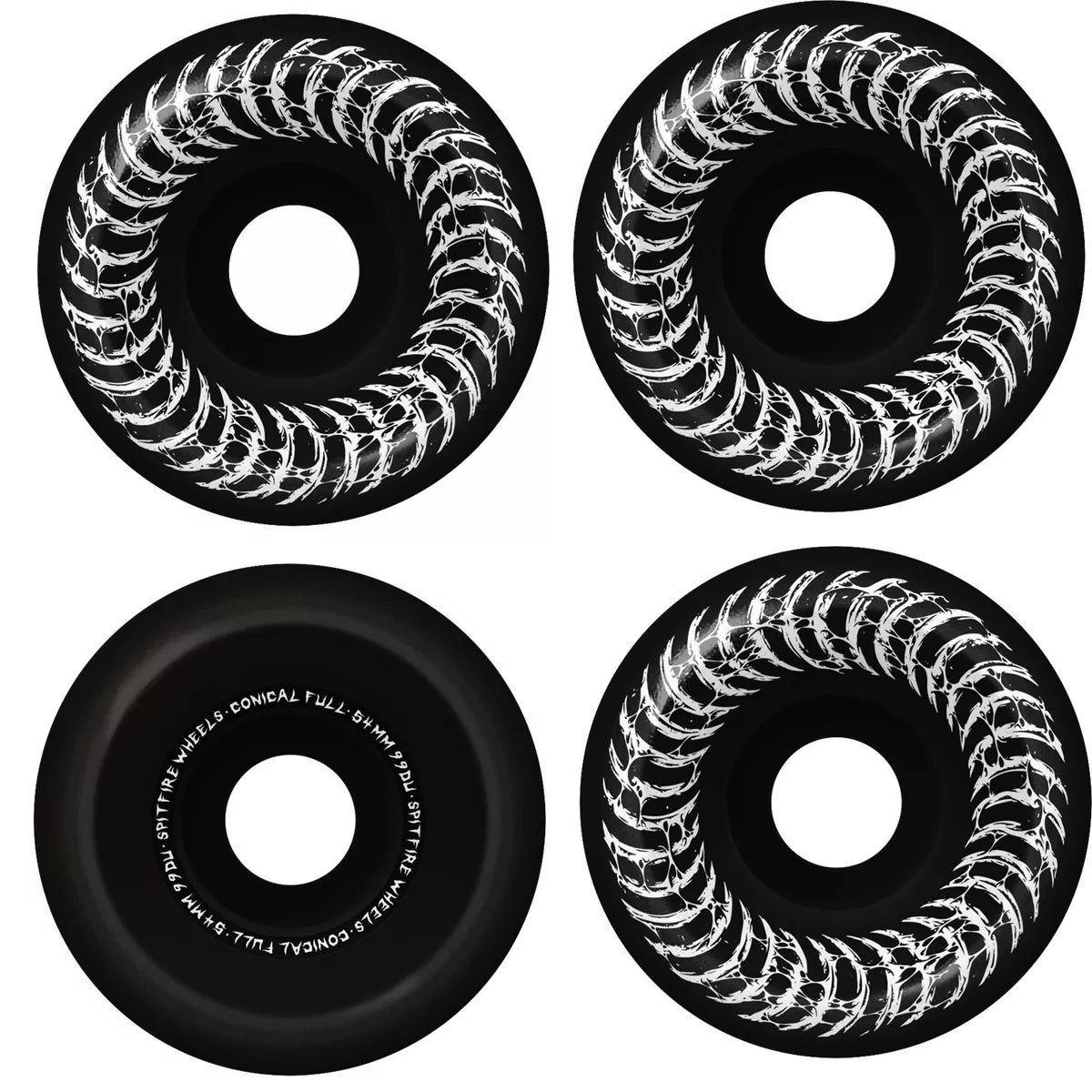 SPITFIRE FORMULA FOUR DECAY CONICAL FULL WHEELS BLACK 99D 54MM – Jimmys ...